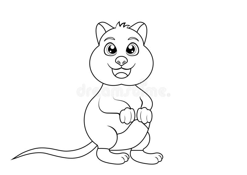 Quokka Animal Coloring Page Isolated for Kids Stock Vector ...