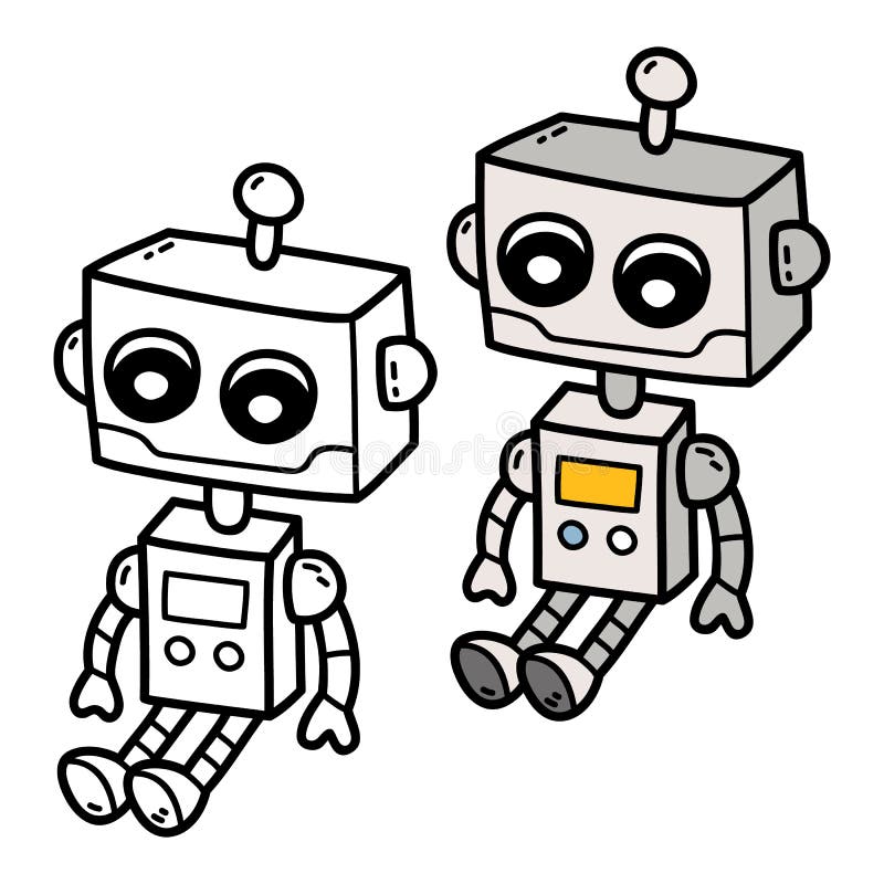 Coloring Page of Doodle Robot Stock Vector - Illustration of doodle ...