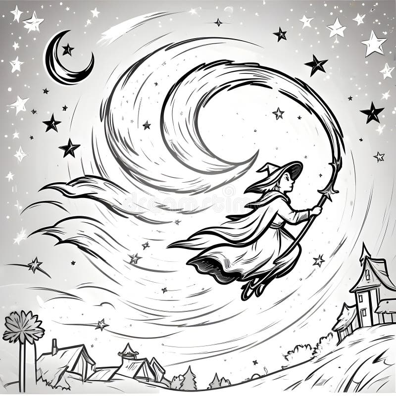 Flying Witch Moon Stock Illustrations – 7,435 Flying Witch Moon Stock ...