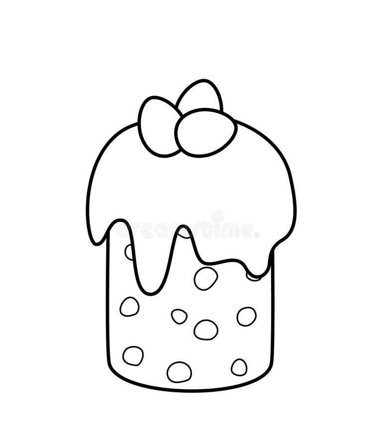 Coloring Page Easter Cake Decorated Eggs. Black and White Easter Cake ...