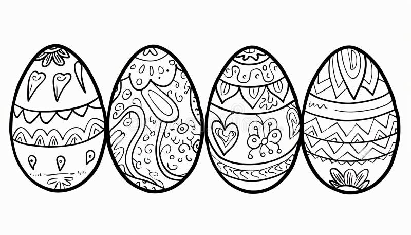 Coloring Page for Easter Egg Outlines Stock Illustration - Illustration ...