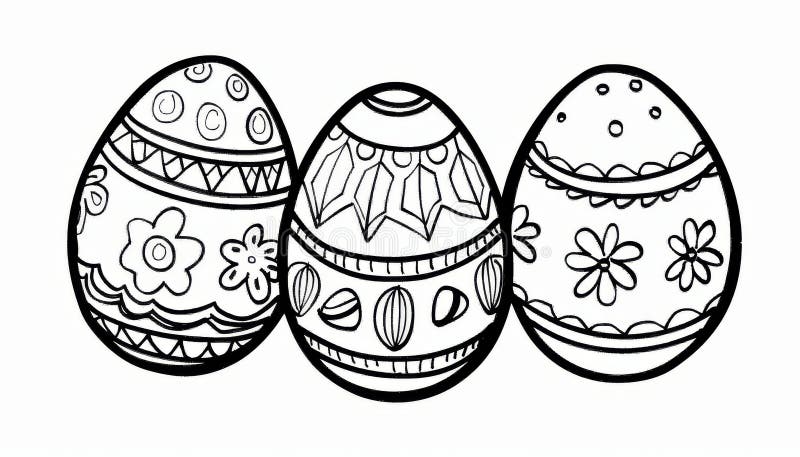 Coloring Page for Easter Egg Outlines Stock Illustration - Illustration ...