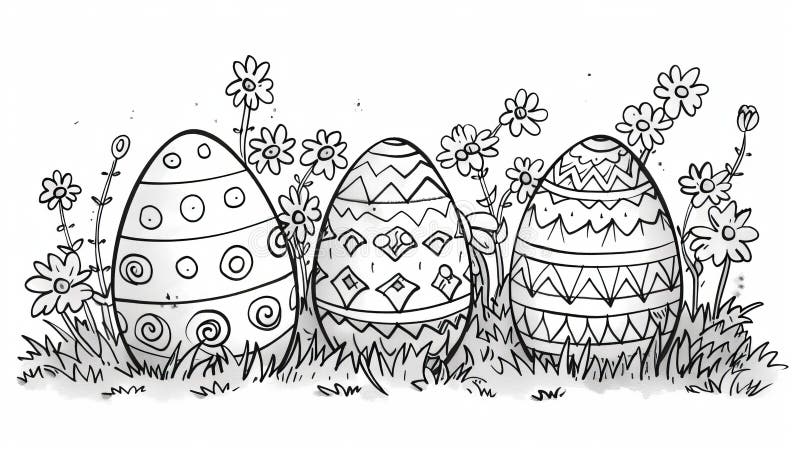 Coloring Page for Easter Egg Outlines Stock Illustration - Illustration ...