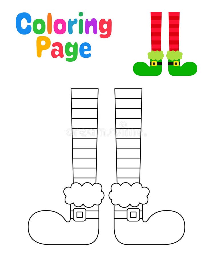 Coloring Page with Elf Feet for Kids Stock Vector - Illustration of ...
