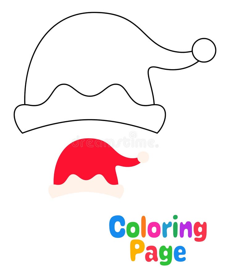 Coloring Page with Elf Hat for Kids Stock Vector - Illustration of ...