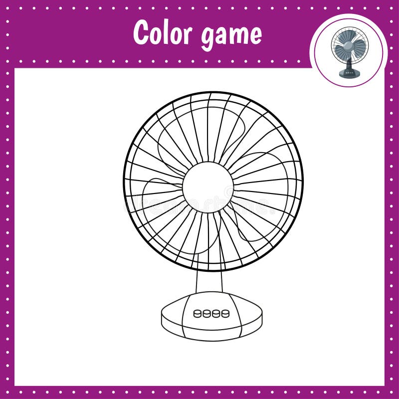Coloring Page of a Fan for Kids Activity. Stock Vector - Illustration ...