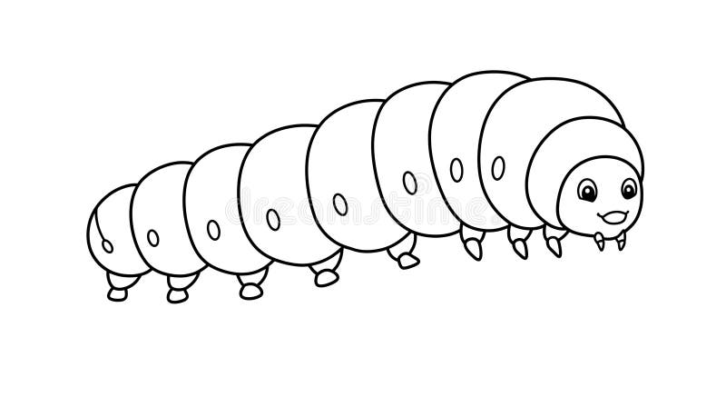 Detailed Caterpillar Coloring Page for Kids Showing Segmented Body and ...