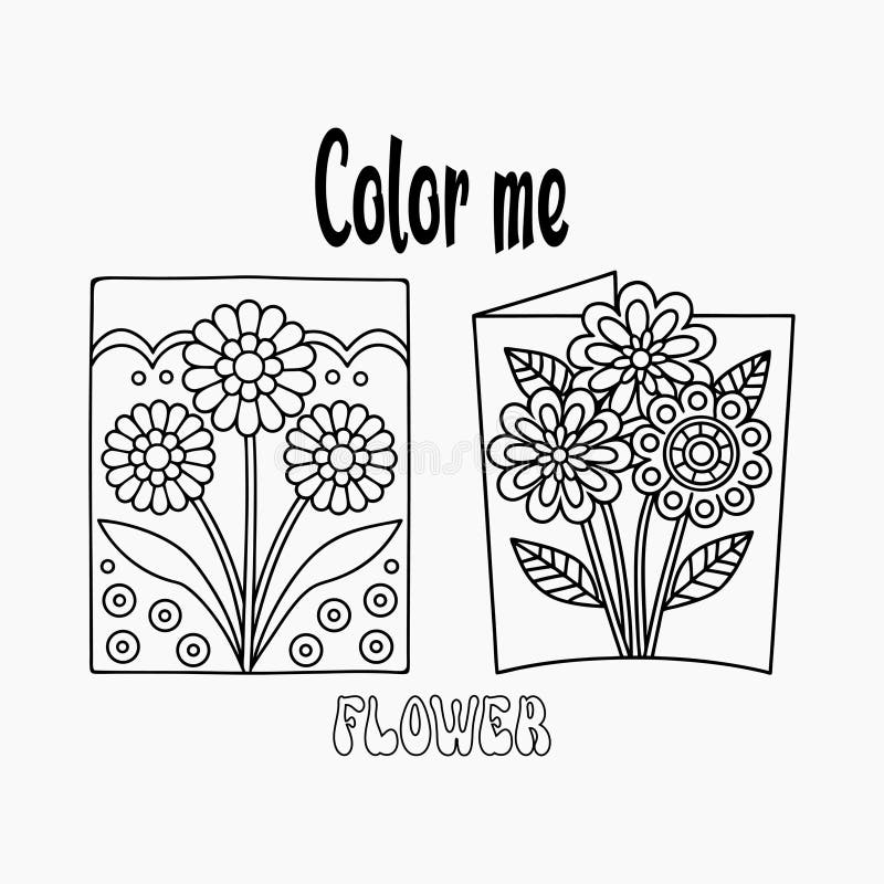Coloring Page Featuring Two Floral Designs with Bold Outlines, Suitable for Adding Color. Stock ...