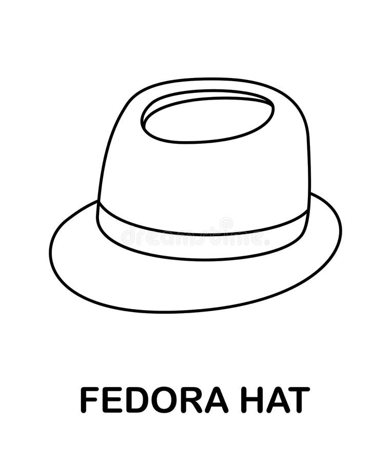 Coloring Page with Fedora Hat for Kids Stock Vector - Illustration of ...