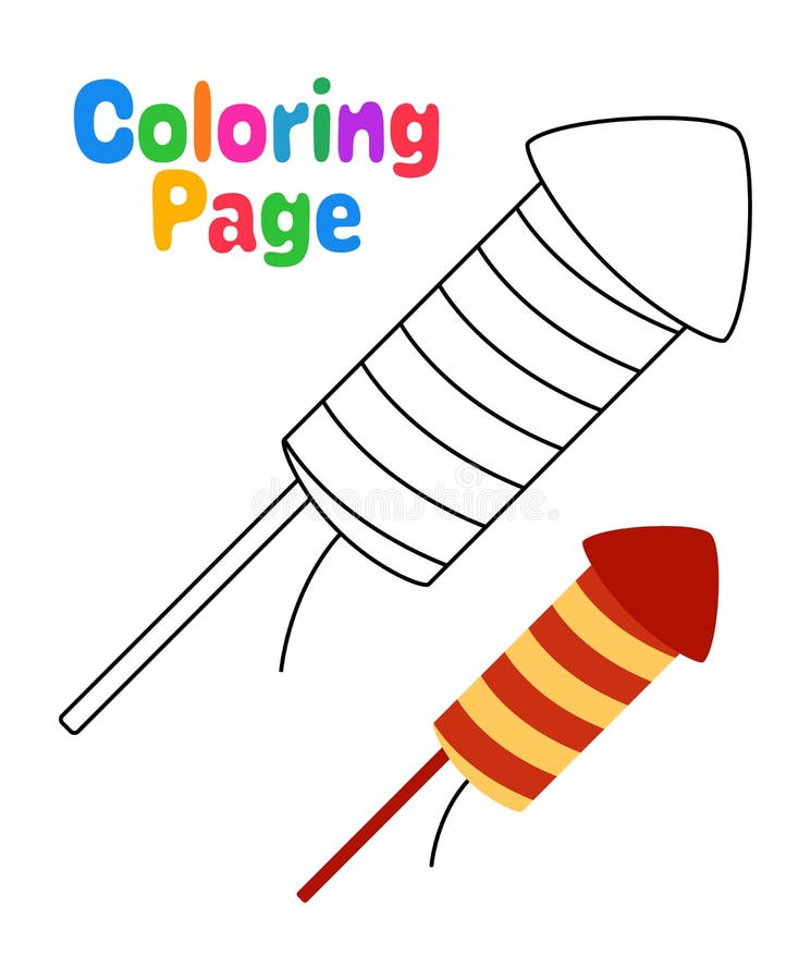 Coloring Page with Firecracker for Kids Stock Vector - Illustration of ...