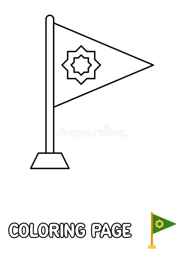 Coloring Page with Flag for Kids Stock Vector - Illustration of outline ...