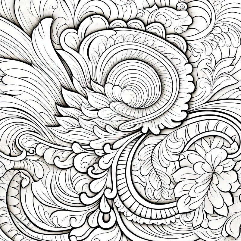 Coloring Page of a Floral Pattern Background Stock Illustration ...