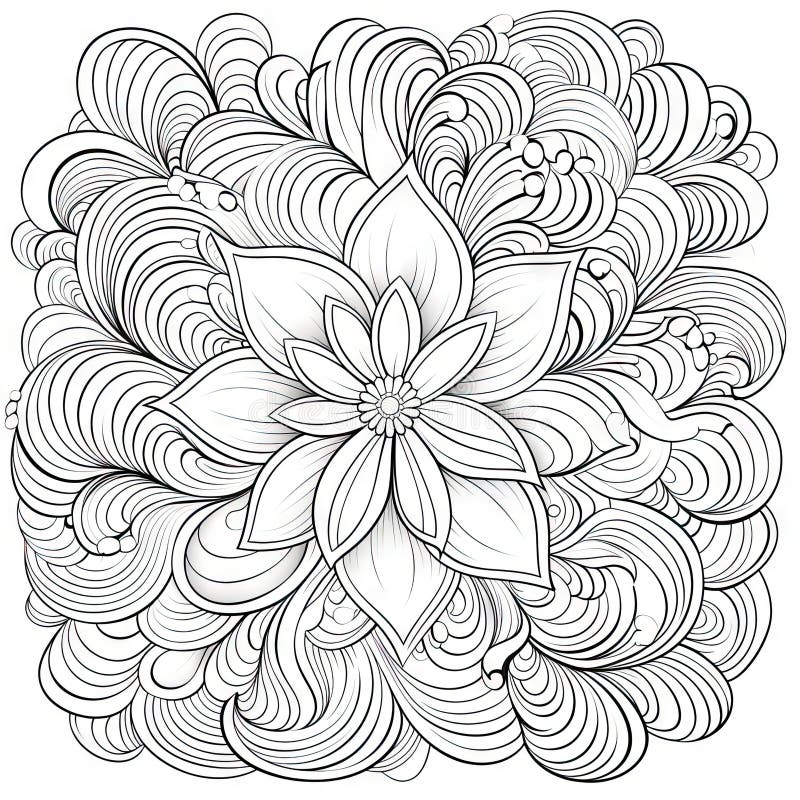 Coloring Page of a Floral Pattern Background Stock Illustration ...