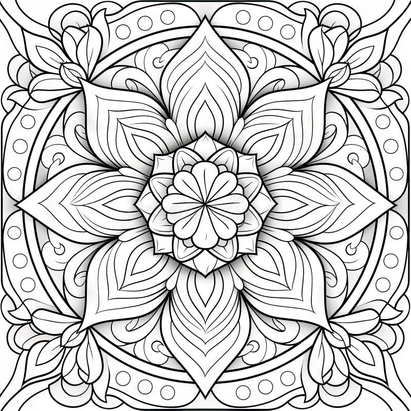 Coloring Page of a Floral Pattern Abstract Background Stock ...