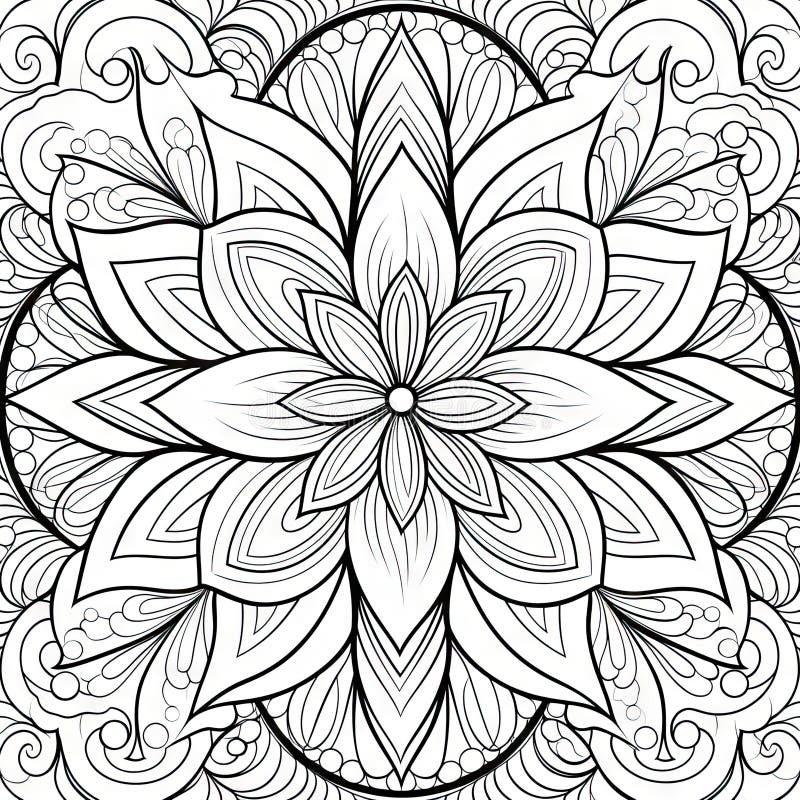 Coloring Page of a Floral Pattern Abstract Background Stock ...