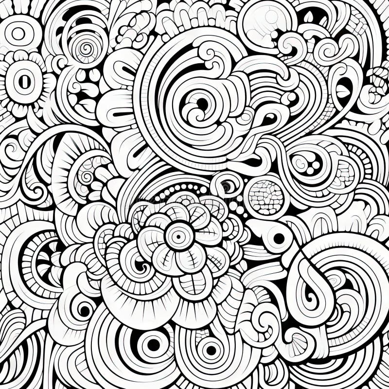 Coloring Page of a Floral Pattern Abstract Background Stock ...