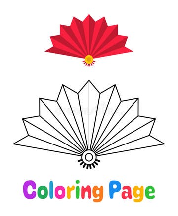 Coloring Page with Folding Fan for Kids Stock Vector - Illustration of ...