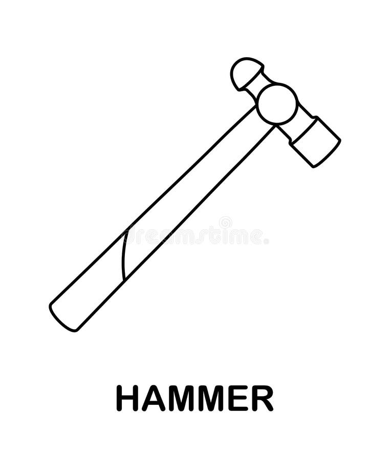 Coloring Page with Hammer for Kids Stock Vector - Illustration of ...