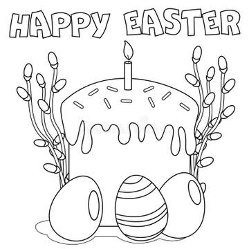 Coloring Page `Happy Easter`. Stock Vector - Illustration of banner ...
