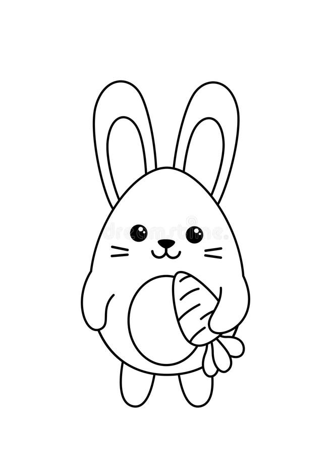 Coloring Page with Hare. Black and White Hare and Rabbit. Vector. Stock ...