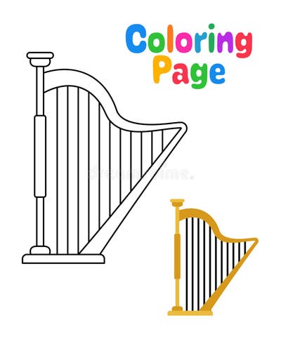 Coloring Page with Harp for Kids Stock Vector - Illustration of ...