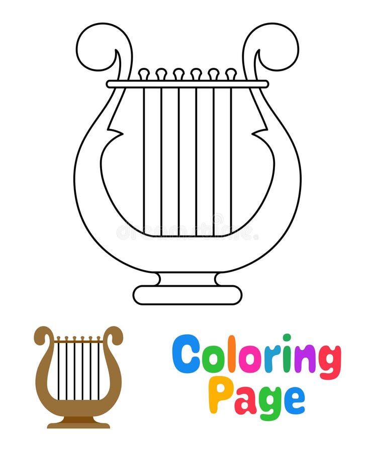 Coloring Page with Harp for Kids Stock Vector - Illustration of kids ...