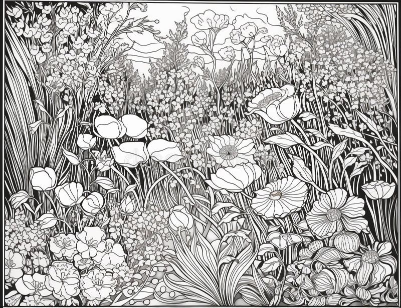 Generated Ai Black and White Coloring Page for a Book Stock ... Generated Ai Black and White Coloring Page for a Book Stock ...