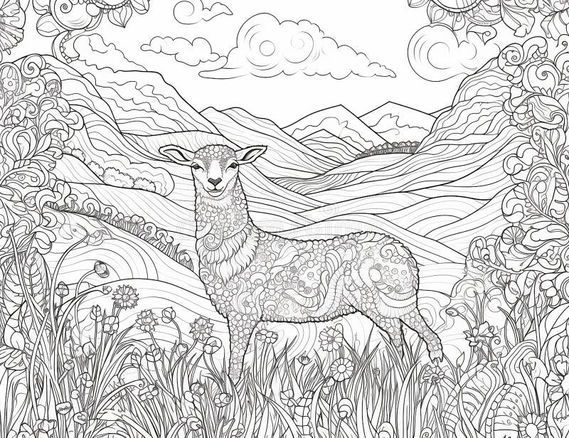 Generated Ai Black and White Coloring Page for a Book Stock ... Generated Ai Black and White Coloring Page for a Book Stock ...