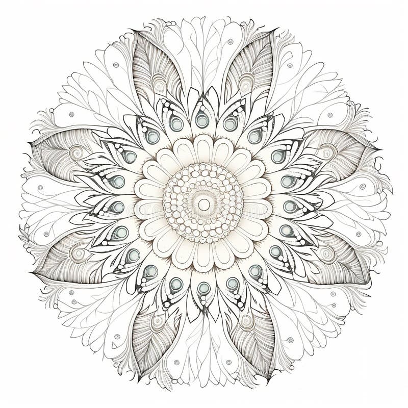 Generated Ai Black and White Coloring Page for a Book Stock ... Generated Ai Black and White Coloring Page for a Book Stock ...