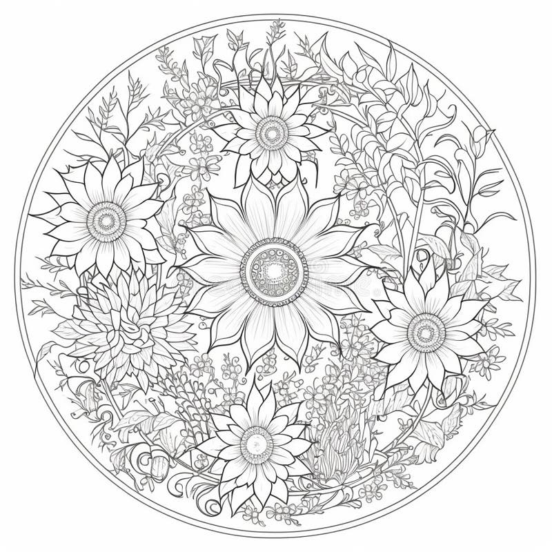 Generated Ai Black and White Coloring Page for a Book Stock ... Generated Ai Black and White Coloring Page for a Book Stock ...