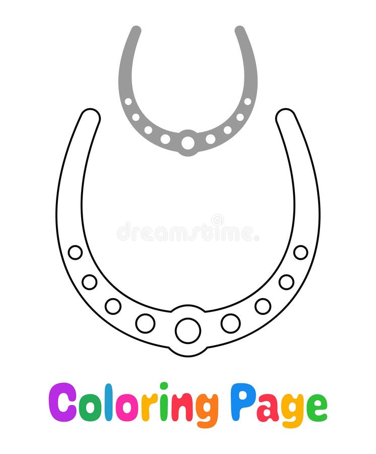 Coloring Page with Horseshoe for Kids Stock Vector - Illustration of ...