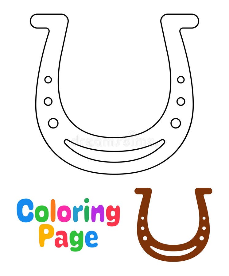 Coloring Page with Horseshoe for Kids Stock Illustration - Illustration ...