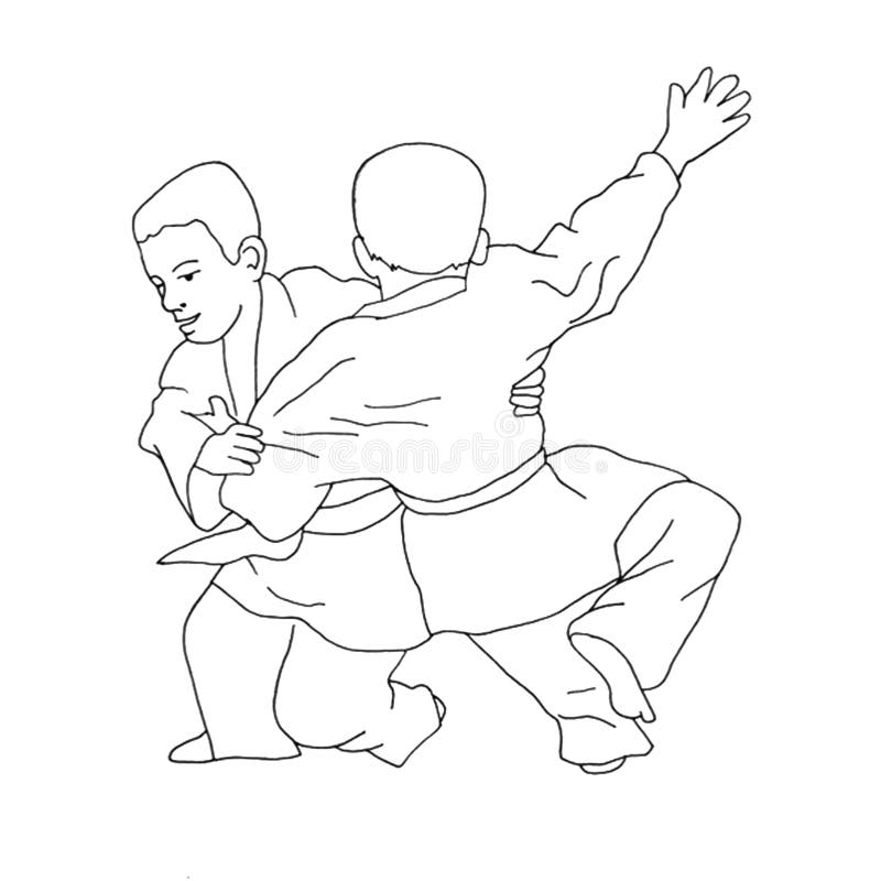 Coloring Page Karate Fight Illustration Stock Illustration ...