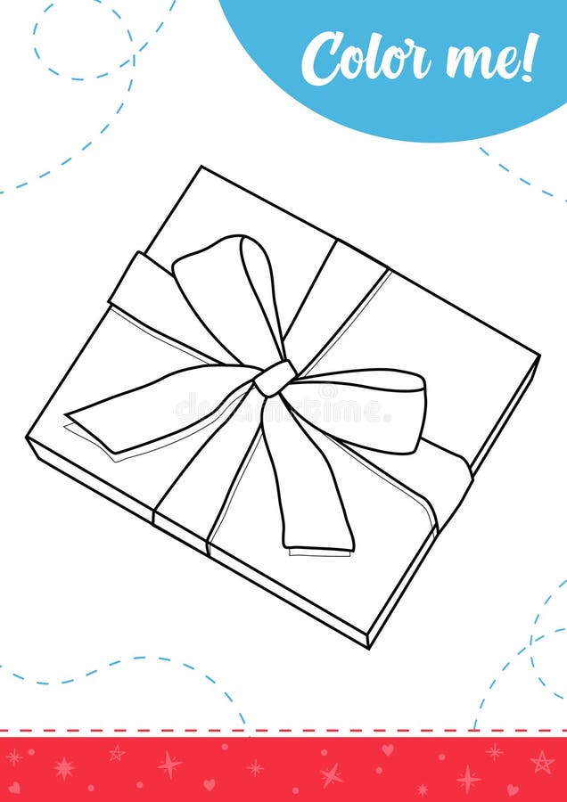 Coloring Page for Kids with Cartoon Gift Box Stock Vector ...