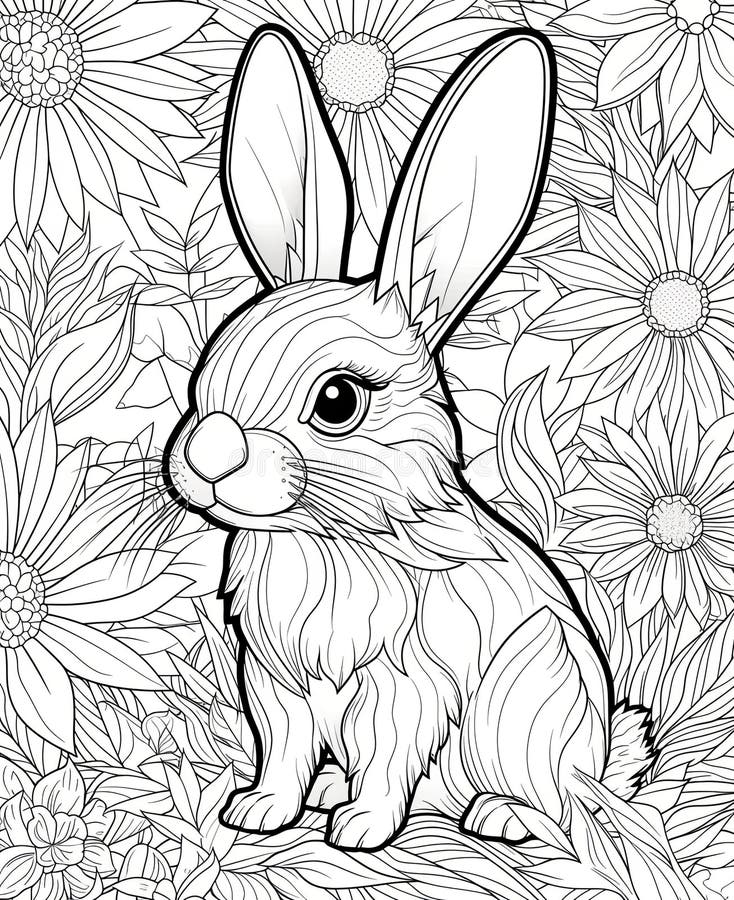 Coloring Page for Kids Easter Bunny Cartoon Style Stock Illustration ...