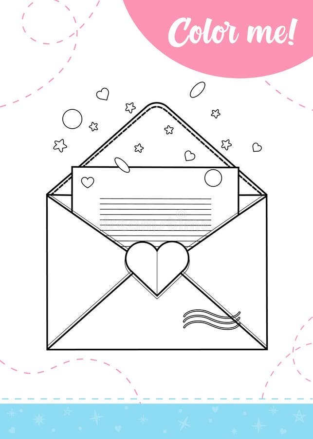 Coloring Page for Kids with Envelope and Letter in it Stock Vector ...
