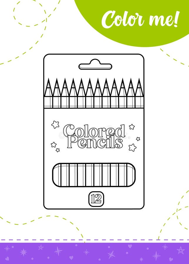 Coloring Page for Kids with Packaging of Coloring Pencills Stock Vector ...