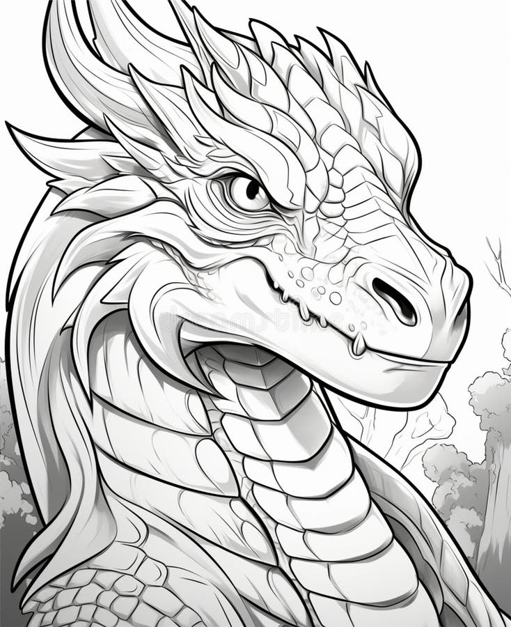 Coloring Page for Kids Portrait of a Dragon Stock Illustration ...