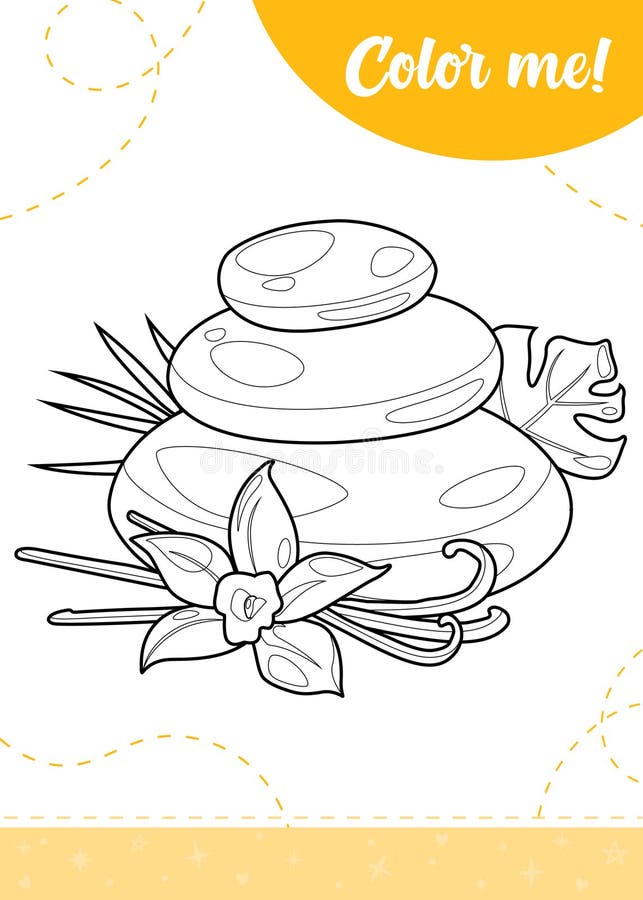 Coloring Page for Kids with Vanilla Flower. Stock Vector - Illustration ...