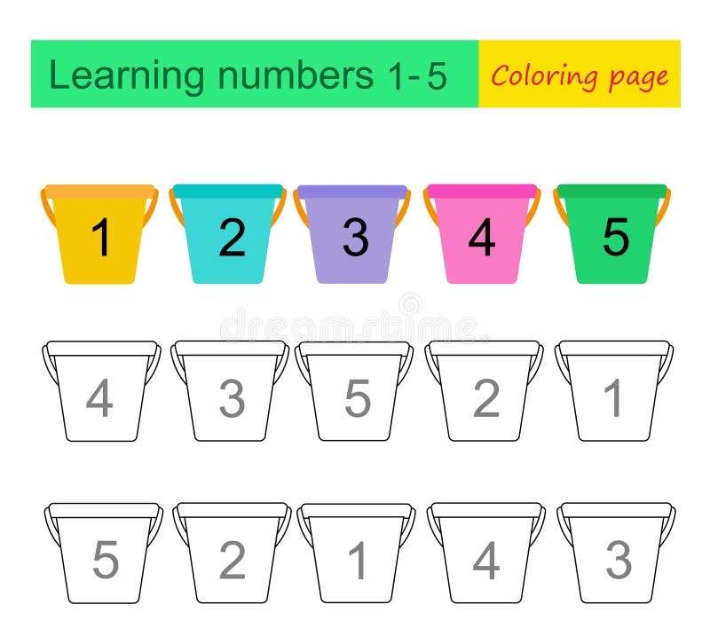 Coloring Page. Learning Numbers 1-5. Educational Material for Children ...