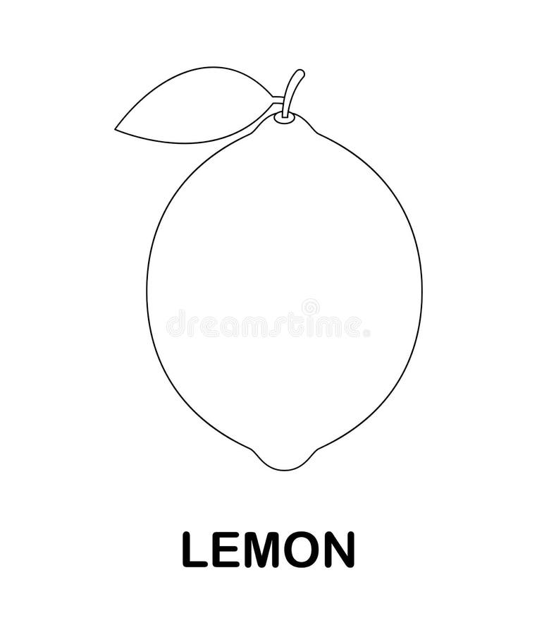 Coloring Page with Lemon for Kids Stock Vector - Illustration of black ...