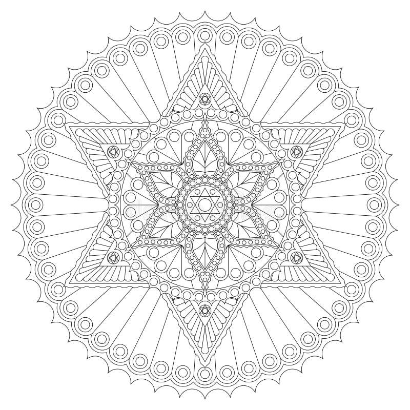 Coloring Page with Mandala with Six-pointed Star. Vector Drawing Stock ...