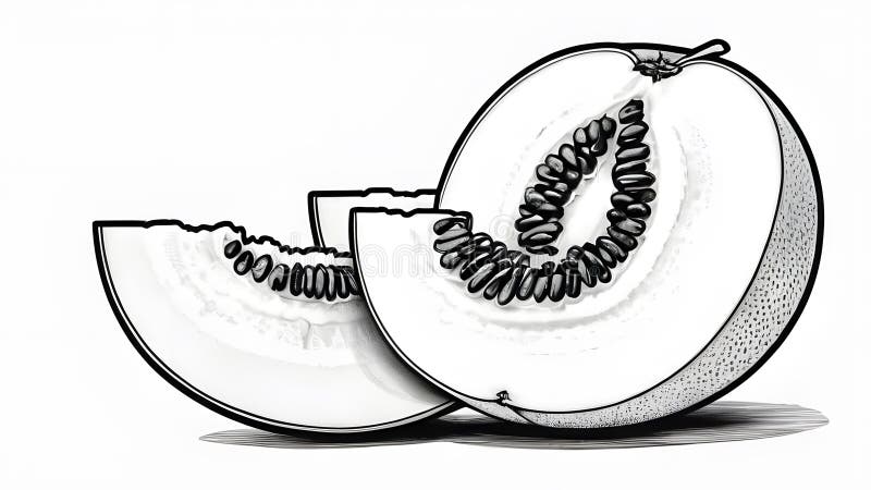 Coloring Page - Melon, Coloring Book Style Stock Illustration ...