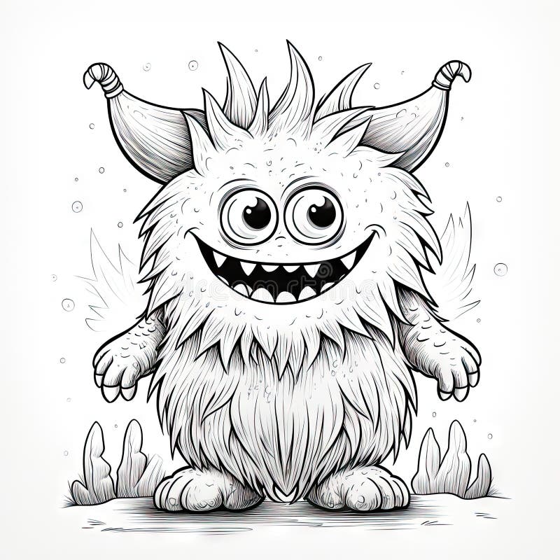 Monster Coloring Pages for Small Kids Stock Illustration - Illustration ...