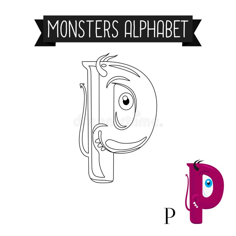 Coloring Page Monsters Alphabet Letter P Stock Vector - Illustration of ...