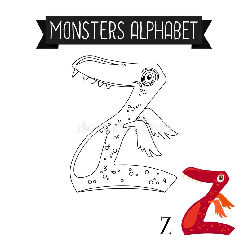 Coloring Page Monsters Alphabet Letter Z Stock Vector - Illustration of ...