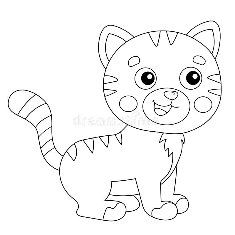 Coloring Page Outline of Cartoon Striped Cat. Pets Stock Vector ...