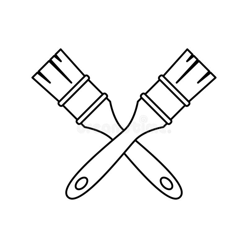 Coloring Page with Paint Brush for Kids Stock Vector - Illustration of ...