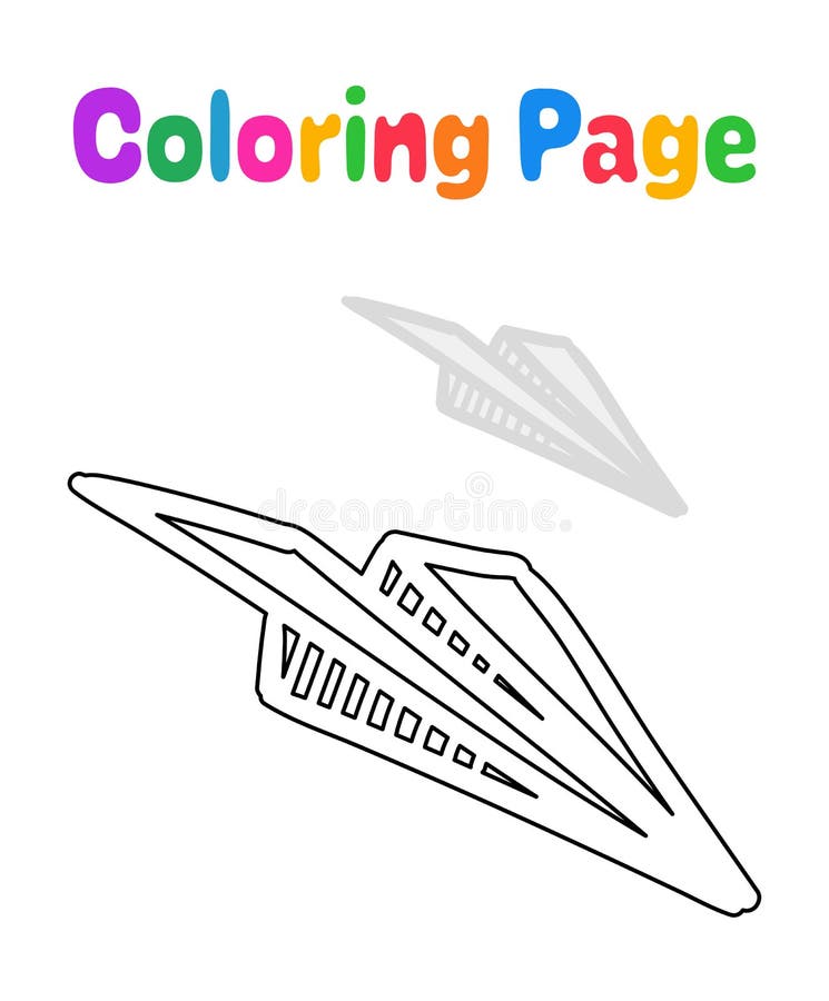 Coloring Page with Paper Plane for Kids Stock Vector - Illustration of ...