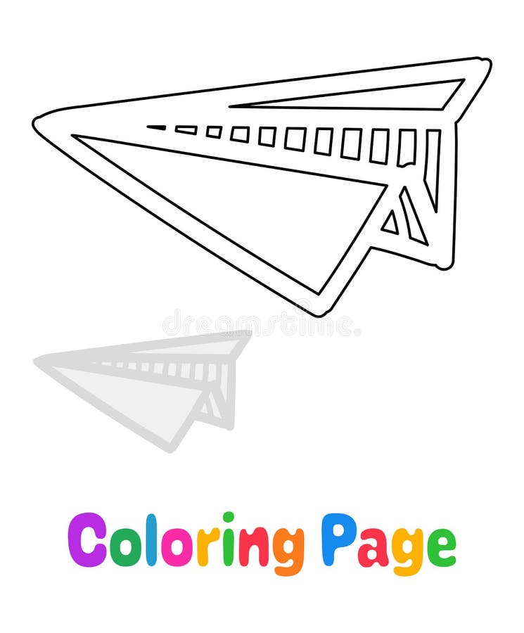 Coloring Page with Paper Plane for Kids Stock Vector - Illustration of ...
